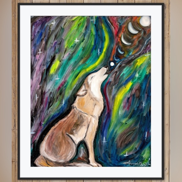 Oil Painting by Aren Dummer | Art | Aurora Borealis Wolf Fine Art Print ...